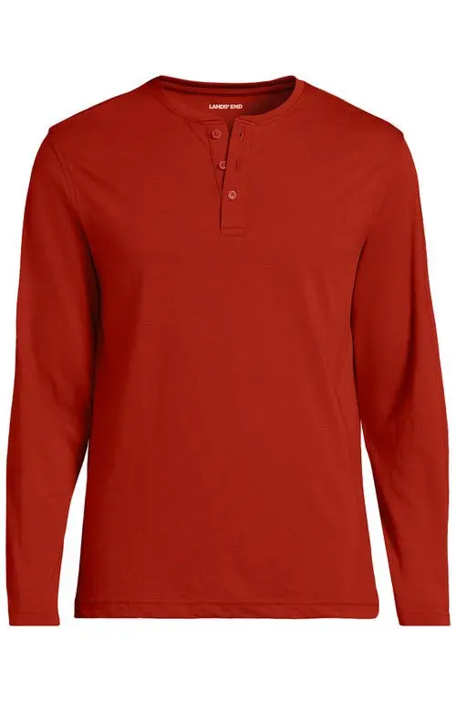 LANDS' END Long Sleeve Cotton Supima Henley - Bourbon