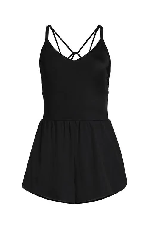 LANDS' END Tugless Strappy X-back Romper Swimsuit