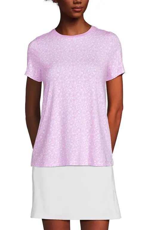 LANDS' END Power Performance Short Sleeve Crewneck Tee - Wild Lilac Phlox Floral