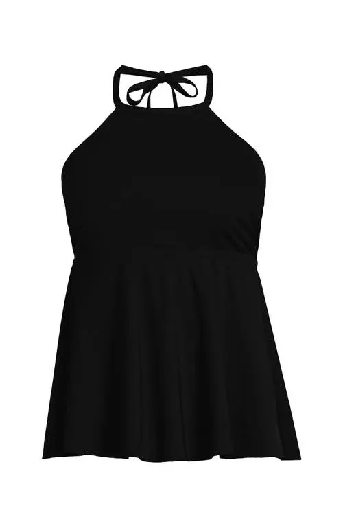 LANDS' END Halter Neck Tankini Top - Black