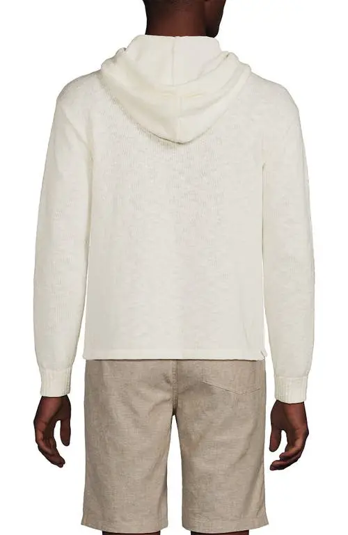 LANDS' END Textural Slub Hoodie Sweater - Ivory