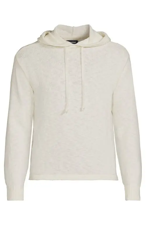 LANDS' END Textural Slub Hoodie Sweater - Ivory