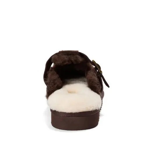 DEARFOAMS Fireside Maitland Shearling Scuff Slipper - Coffee