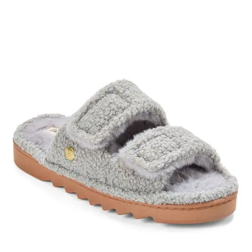 DEARFOAMS Regina Teddy Double Band Slide Slipper - Sleet