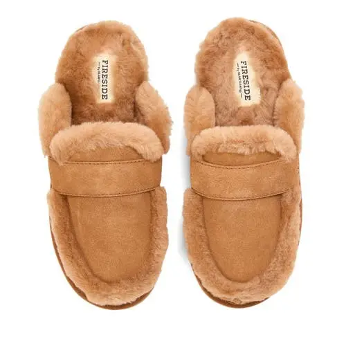 DEARFOAMS Fireside Richmond Genuine Shearling Scuff Slipper - Chestnut