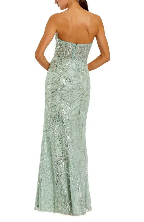 Mac Duggal Strapless Rhinestone Embellished Trumpet Gown