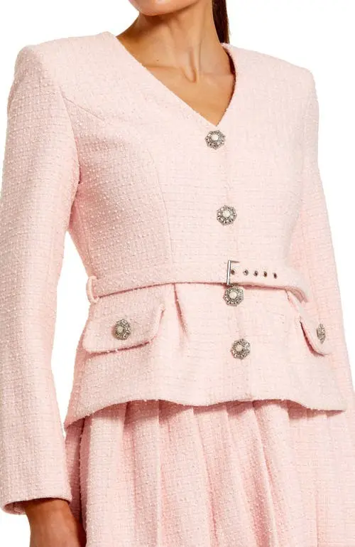 Mac Duggal Bouclé Mini Dress With Buttons