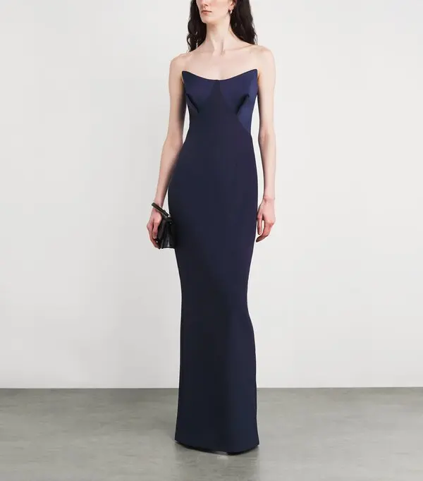 Safiyaa Crepe Strapless Gown