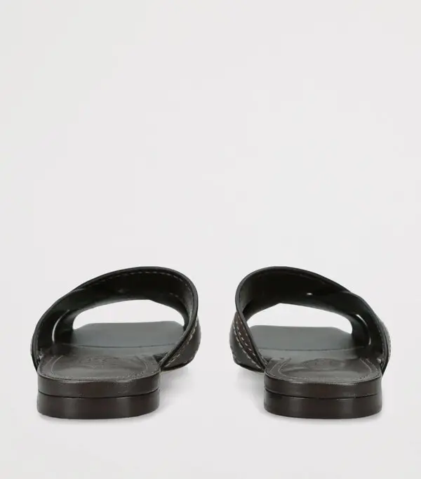 TOD'S Leather T-strap Sandals - Brown