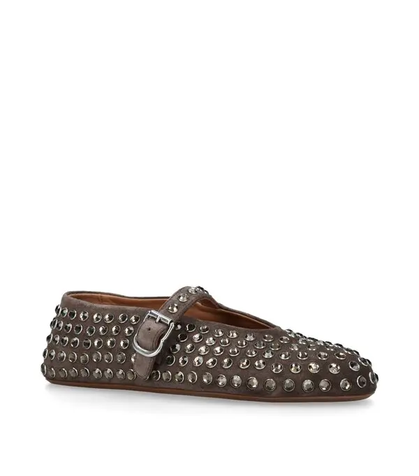 Alaïa Crystal-embellished Ballet Flats - Brown