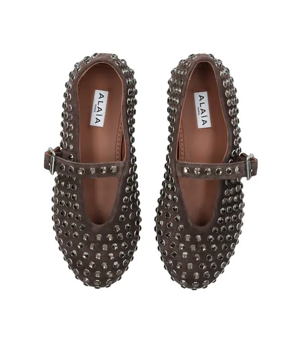 Alaïa Crystal-embellished Ballet Flats - Brown