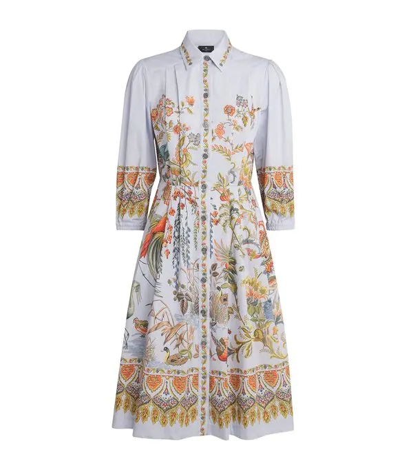 Etro Cotton Printed Maxi Shirt Dress - Blue