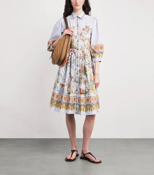 Etro Cotton Printed Maxi Shirt Dress - Blue