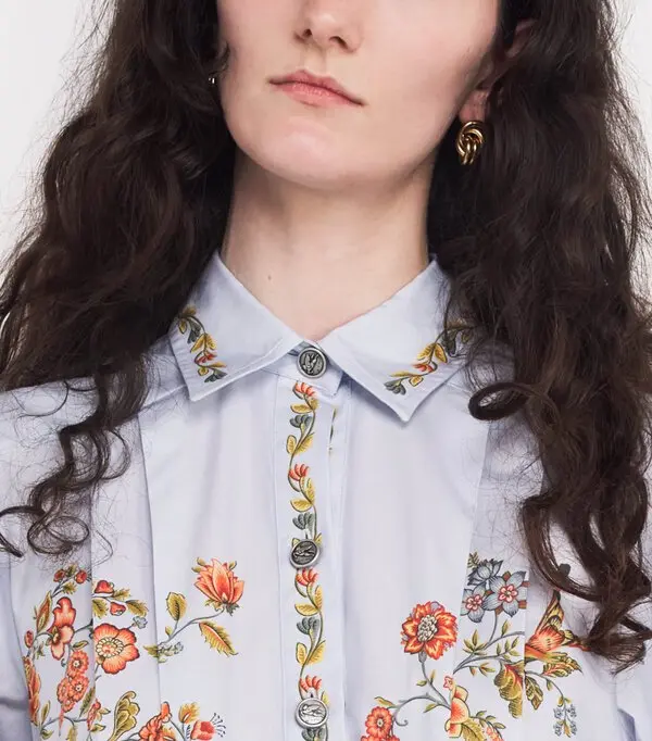 Etro Cotton Printed Maxi Shirt Dress - Blue