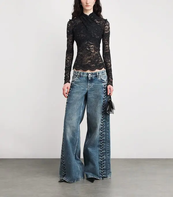 Rabanne Floral Lace Top - Black