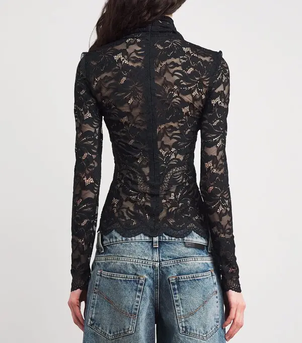 Rabanne Floral Lace Top - Black