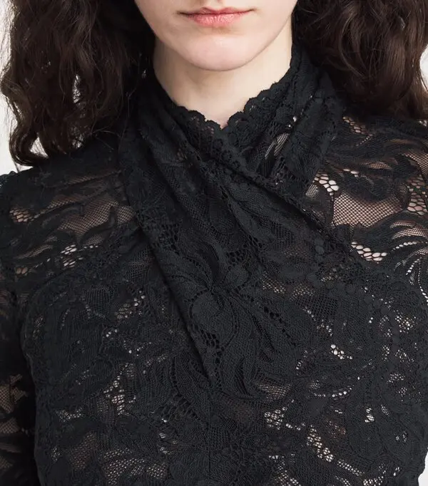 Rabanne Floral Lace Top - Black