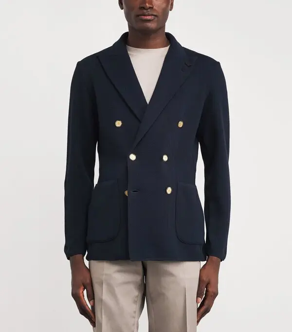 LARDINI Knitted Double-breasted Blazer