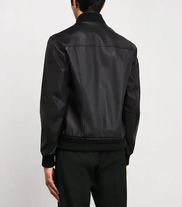 Pal Zileri Leather Bomber Jacket - Black