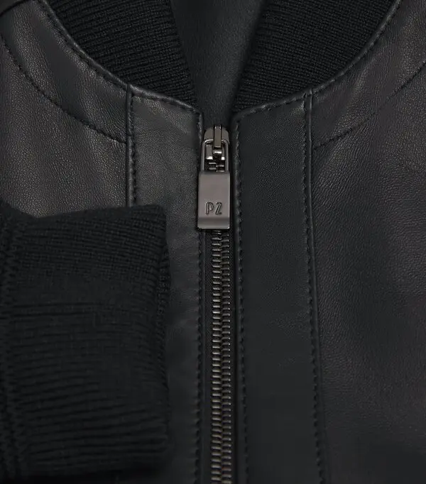 Pal Zileri Leather Bomber Jacket - Black