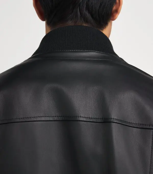Pal Zileri Leather Bomber Jacket - Black