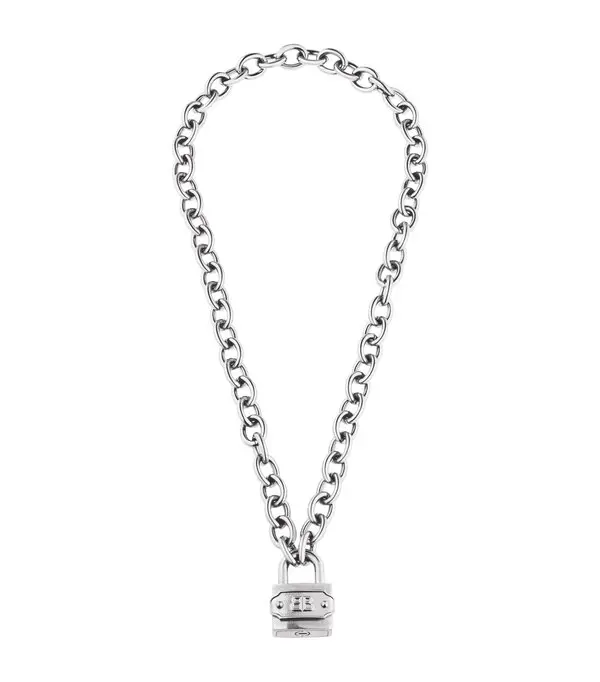 Balenciaga Bb Padlock Necklace - Black