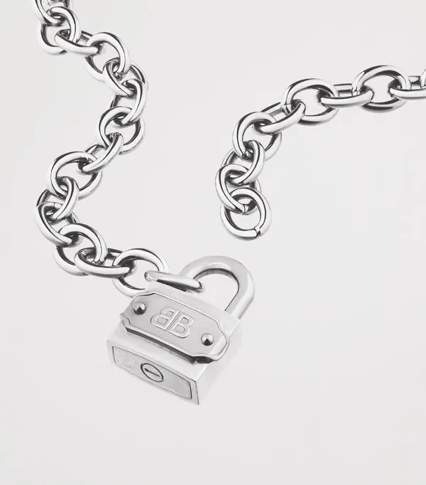 Balenciaga Bb Padlock Chain Necklace
