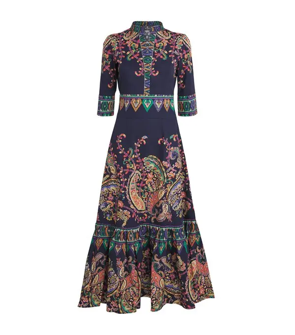 Etro Cotton Paisley Maxi Dress - Blue