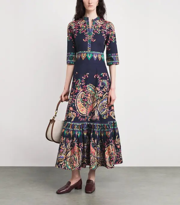 Etro Cotton Paisley Maxi Dress - Blue