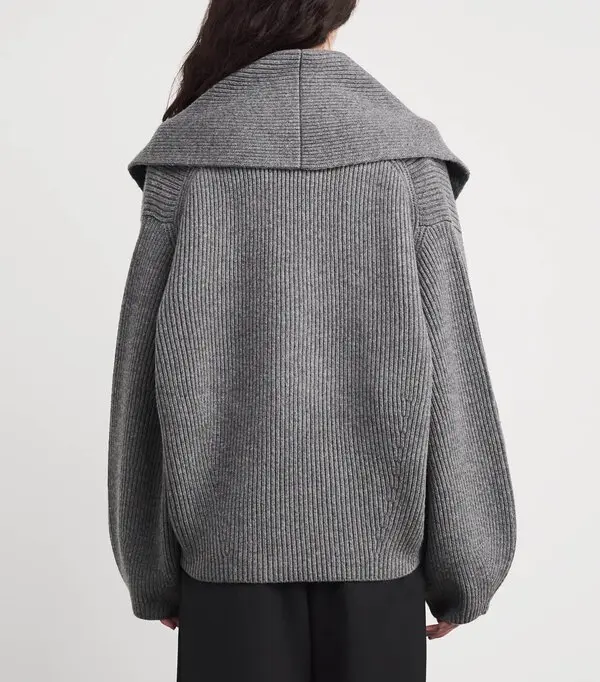 TOTEME Wool-blend Shawl Cardigan - Grey