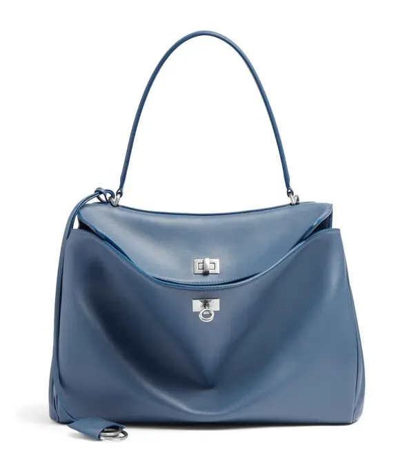Balenciaga Medium Leather Rodeo Shoulder Bag - Blue