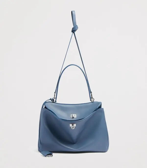 Balenciaga Medium Leather Rodeo Shoulder Bag - Blue
