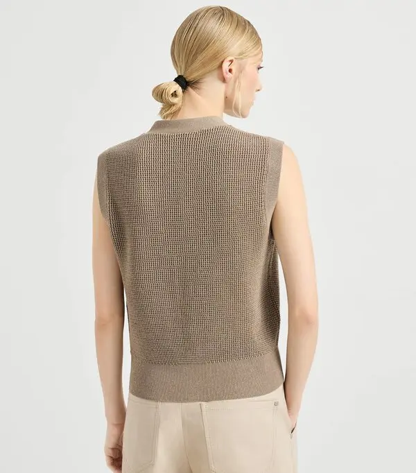 Brunello Cucinelli Cotton-blend Sleeveless Cardigan - Brown