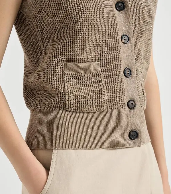 Brunello Cucinelli Cotton-blend Sleeveless Cardigan - Brown