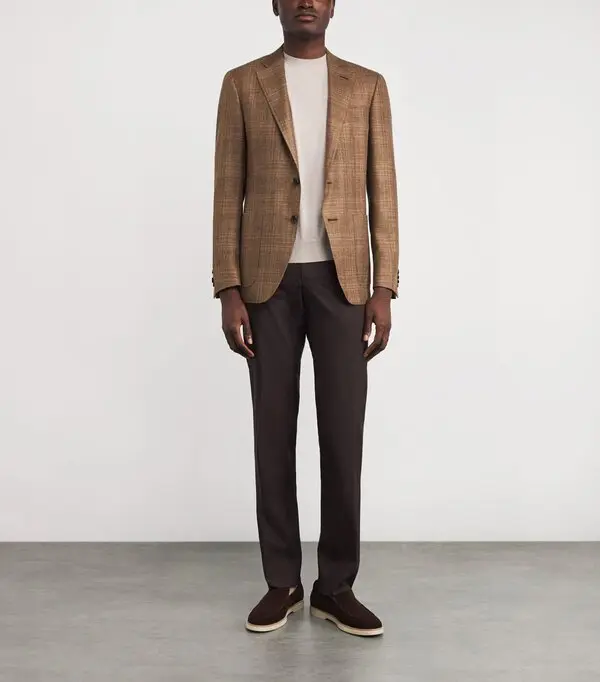 Canali Wool-silk-linen Check Blazer