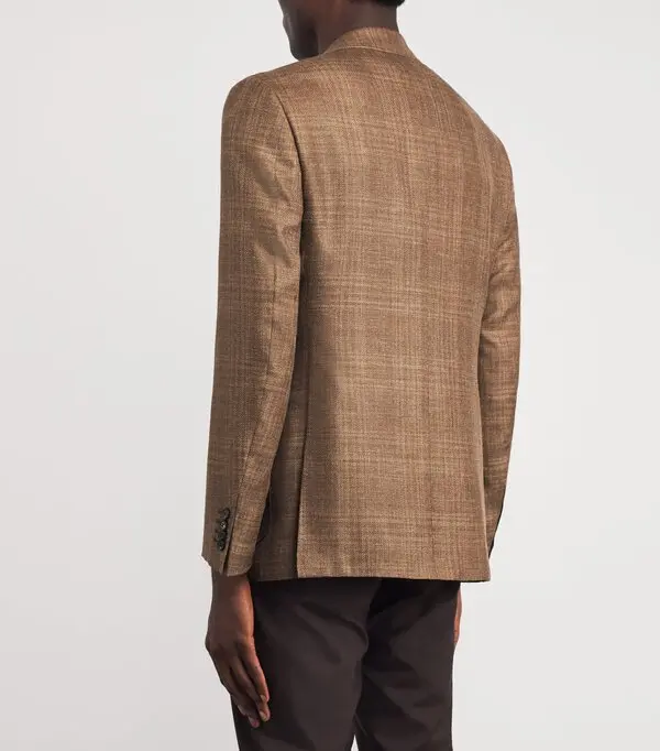Canali Wool-silk-linen Check Blazer