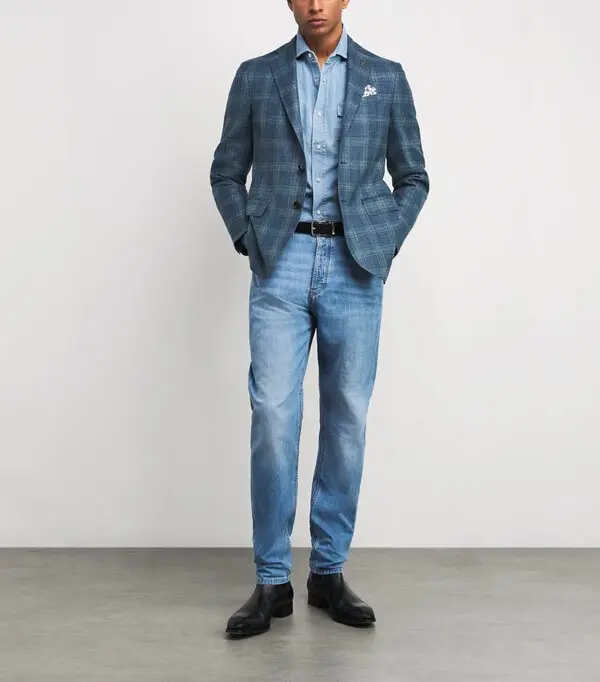 Pal Zileri Silk-linen-wool Check Blazer