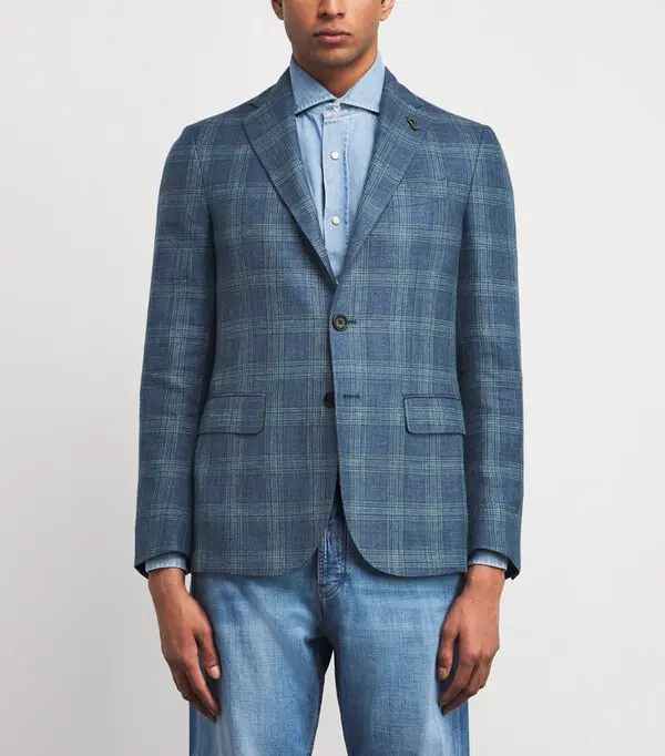 Pal Zileri Silk-linen-wool Check Blazer
