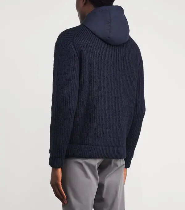 Canali Wool Cable-knit Zip-up Jacket