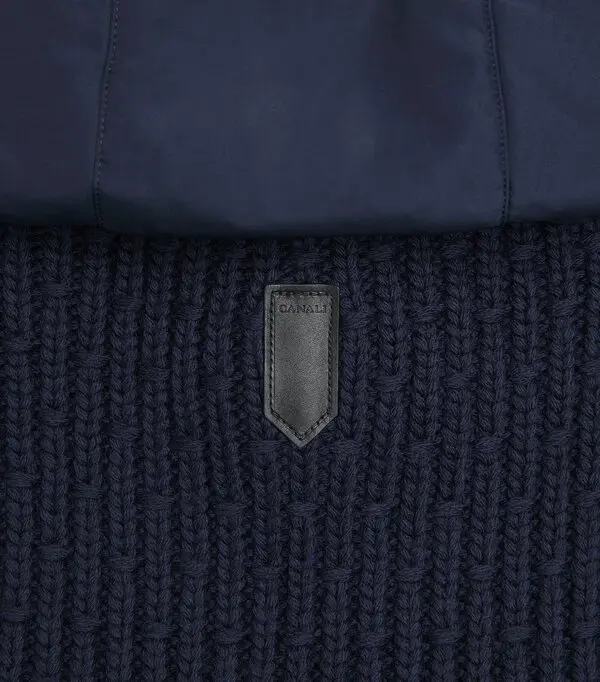 Canali Wool Cable-knit Zip-up Jacket