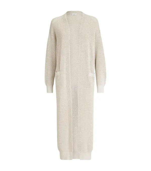 Brunello Cucinelli Cotton-blend Knitted Long Cardigan - Beige