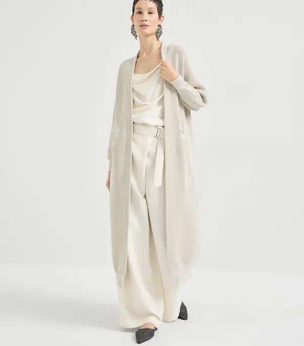 Brunello Cucinelli Cotton-blend Knitted Long Cardigan - Beige