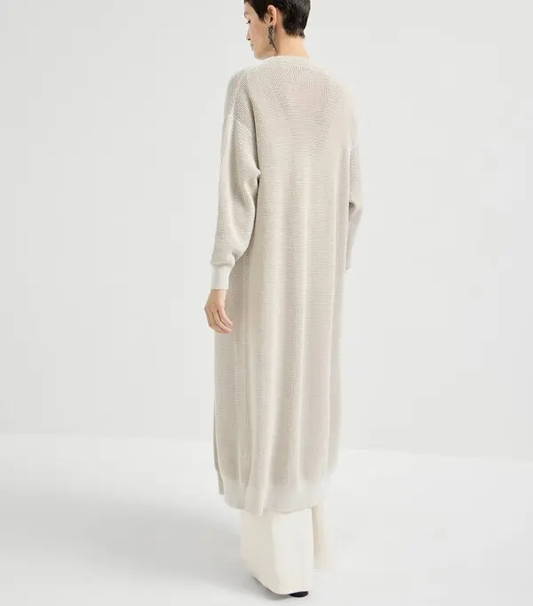 Brunello Cucinelli Cotton-blend Knitted Long Cardigan - Beige