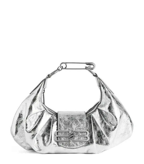 Balenciaga Small Metallic Lambskin Pamela Shoulder Bag - Silver