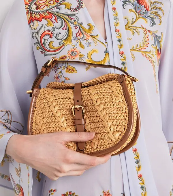 Etro Raffia Pony Crossbody Bag