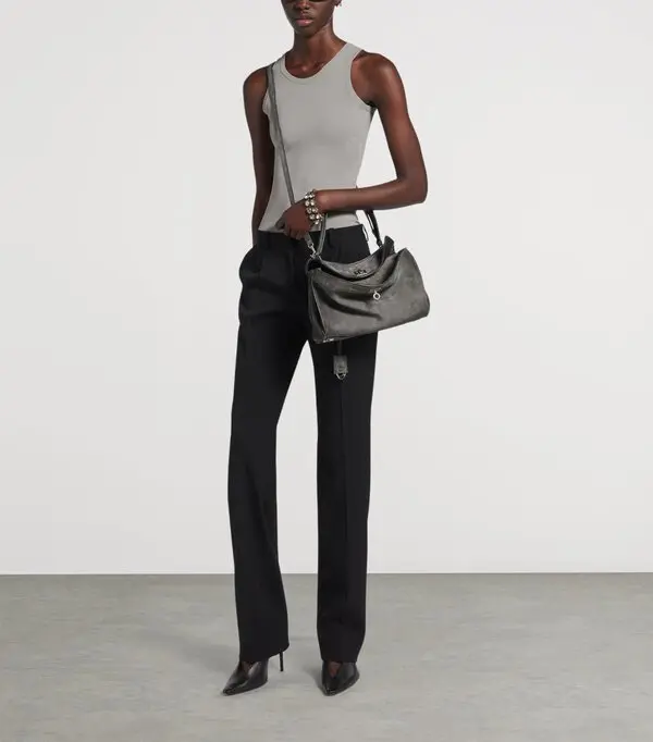 Balenciaga Small Suede Rodeo Top-handle Bag - Black