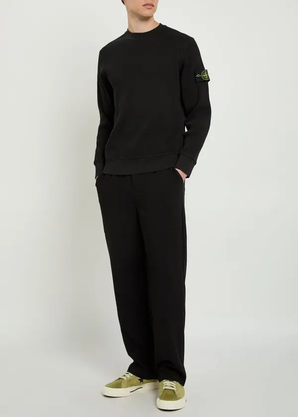 Stone Island Waffle Cotton Jumper - Black