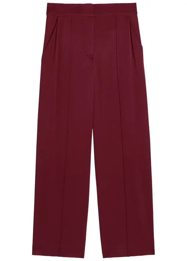 Simkhai Kyra Pintuck Wide-leg Satin Trousers