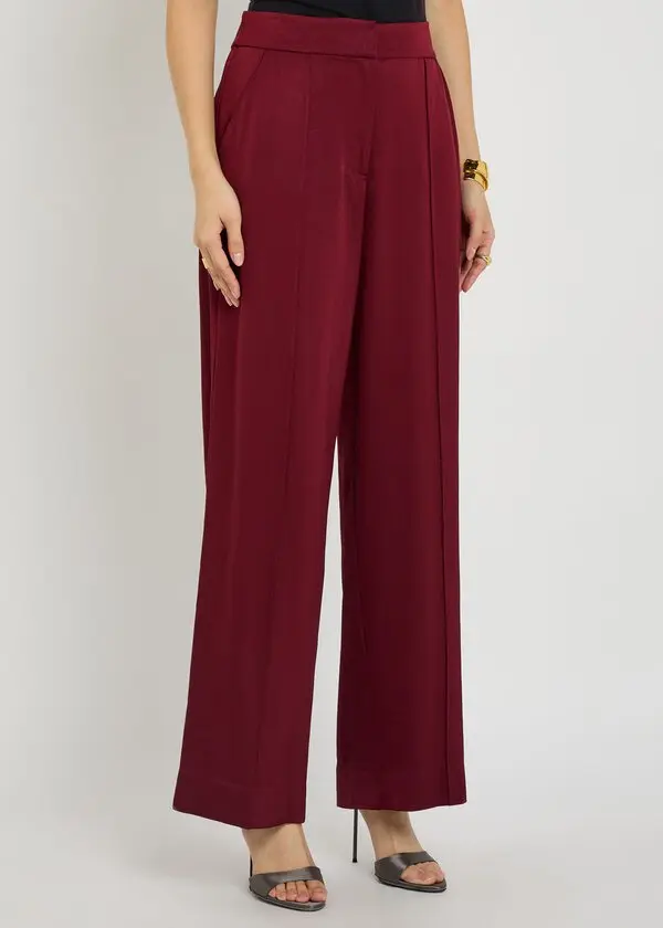 Simkhai Kyra Pintuck Wide-leg Satin Trousers