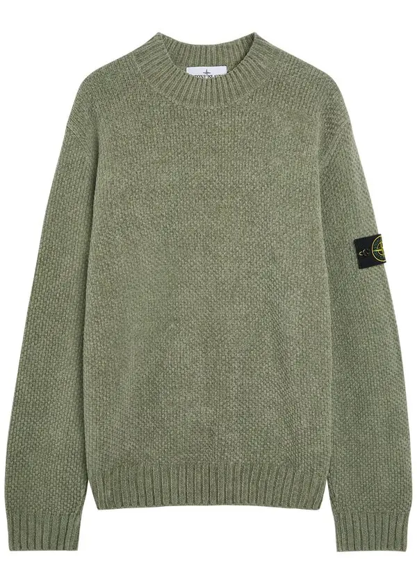 Stone Island Logo Cotton Jumper - Sage